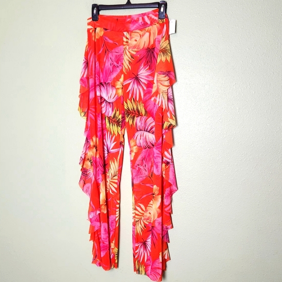 Swim | Nwt Tropical Mesh Ruffled Swim Cover Pants Size Large | Poshmark